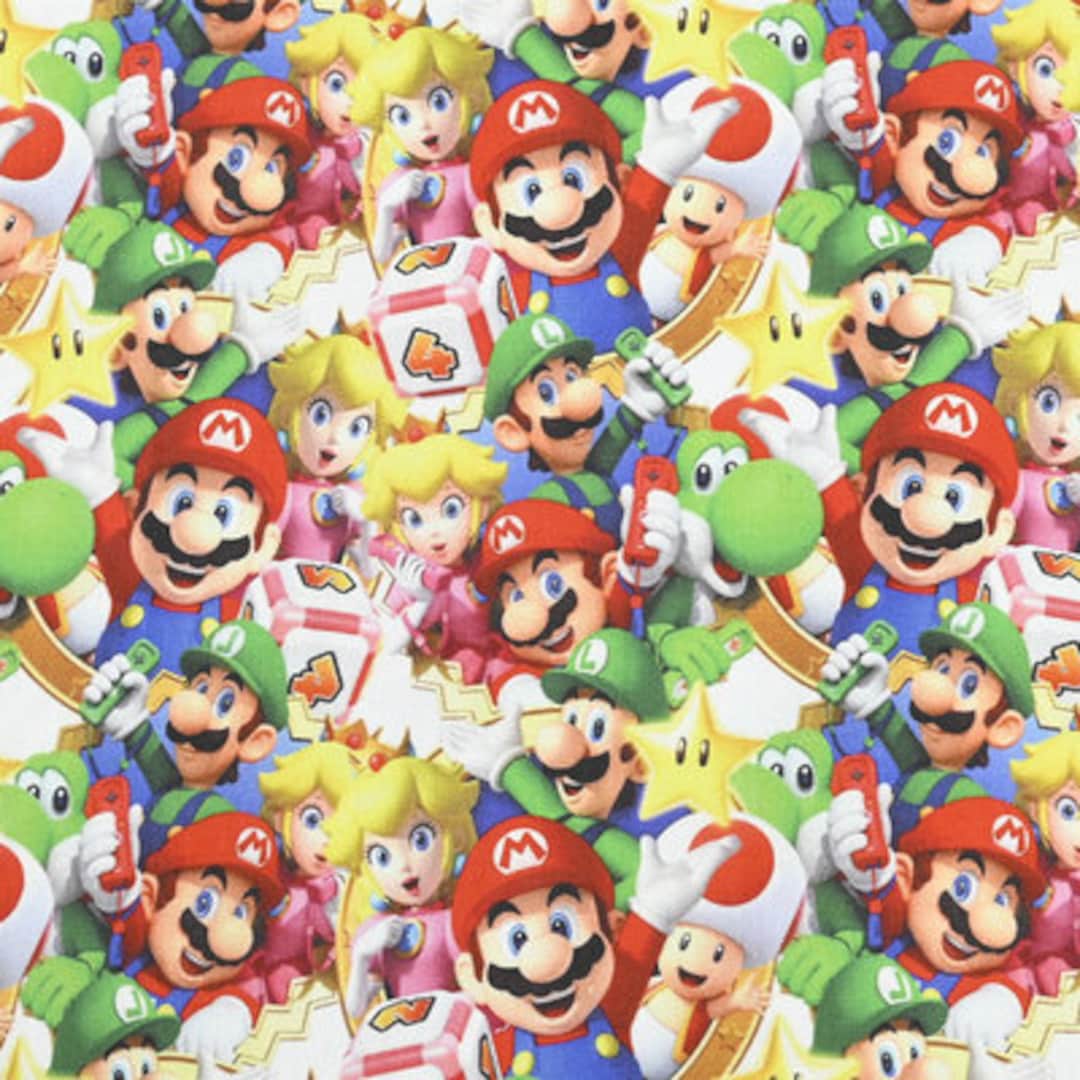Super Mario Fabric Mario And Friends Fabric Luigi Bowser Etsy