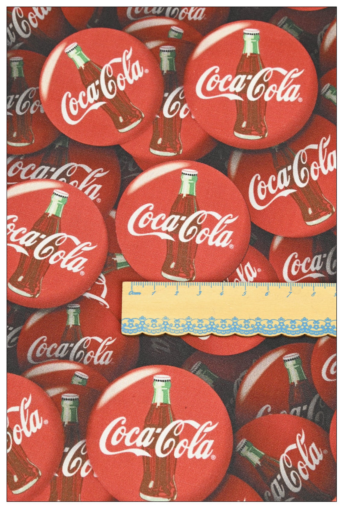 Coca-cola Fabric Red Cola Logo Glass Bottles Fabric Cotton - Etsy