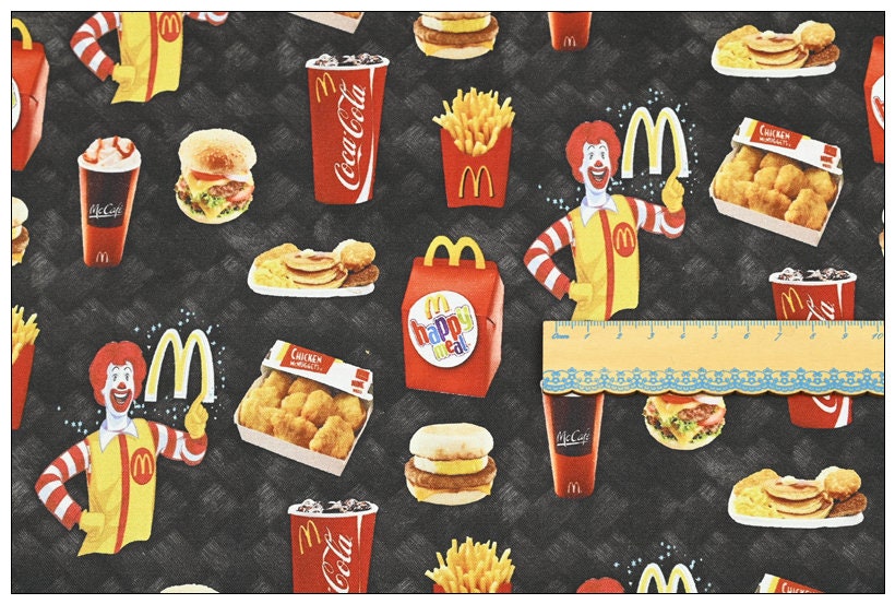 Fast Food Fabric Coca-cola Fabric Burger French Fries Fabric Cotton ...