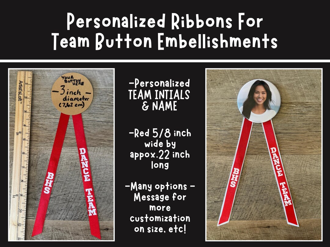 PERONALIZED YOUR TEAM 5/8 Inch Red Ribbons Team Initials and Team Name ...