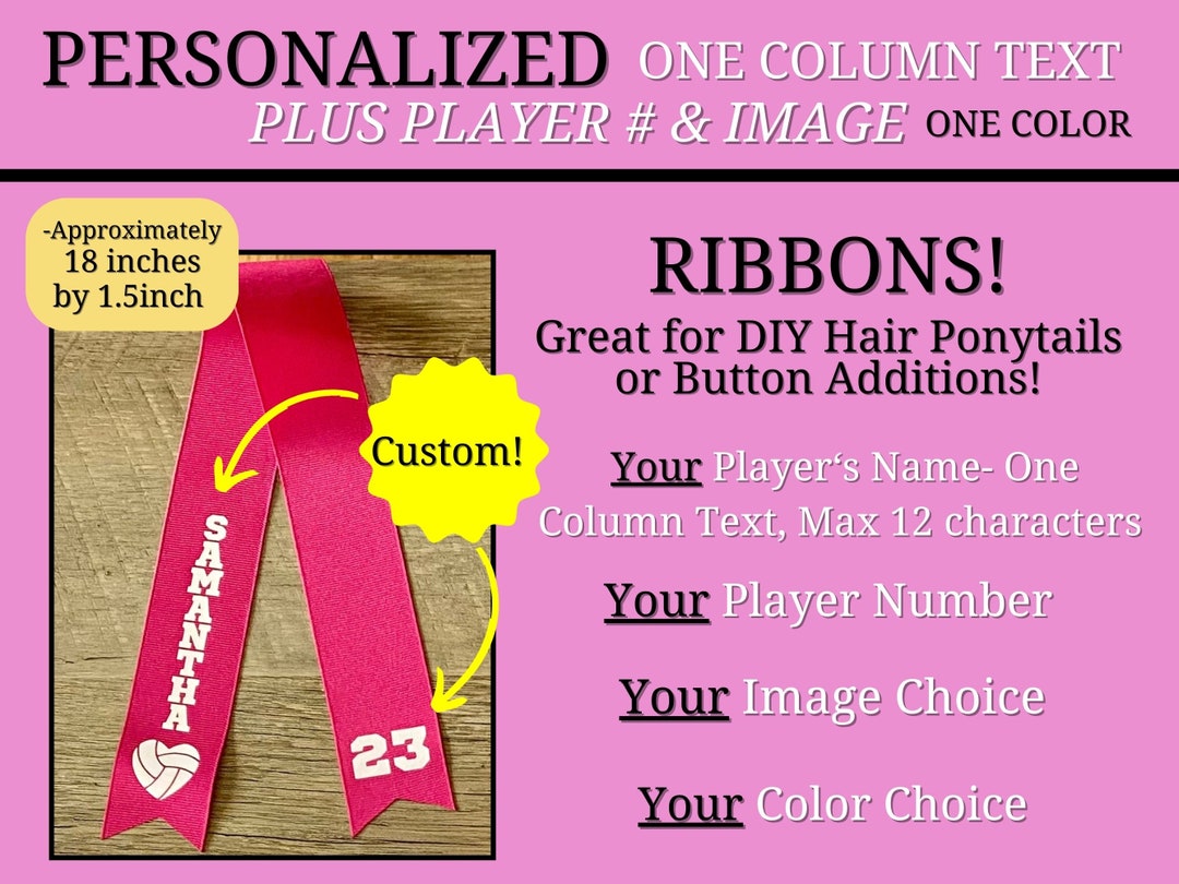 Name, Number, Image PERSONALIZED Ribbons, Great for DIY Hair Ponytails ...