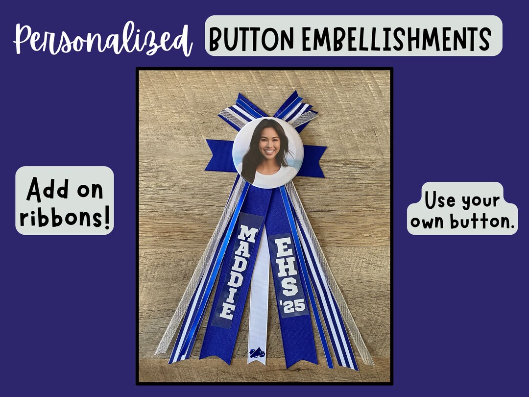Custom Order in Progress, Cheer Ribbon Button Embellishments, Blue ...