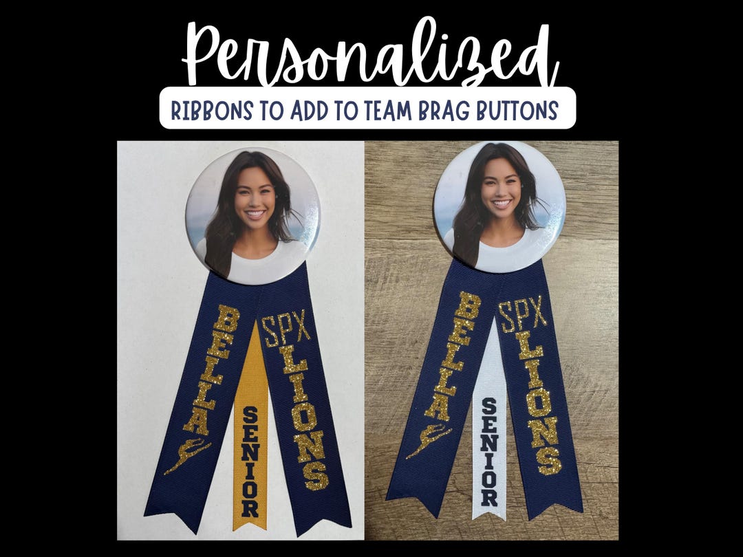 Personalized Navy Gold Ribbons With Center SENIOR: Add to Your Brag ...