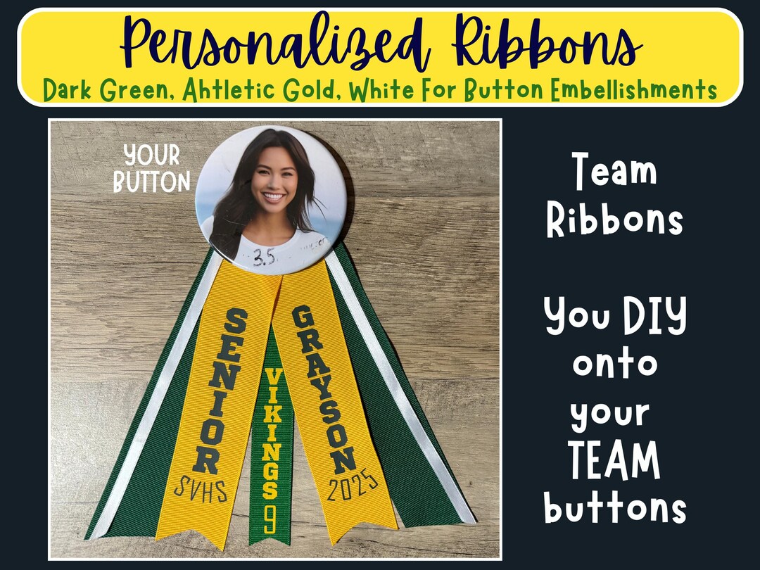 Personalized Ribbons for Button Add-on, Great for Cheer, Dance ...