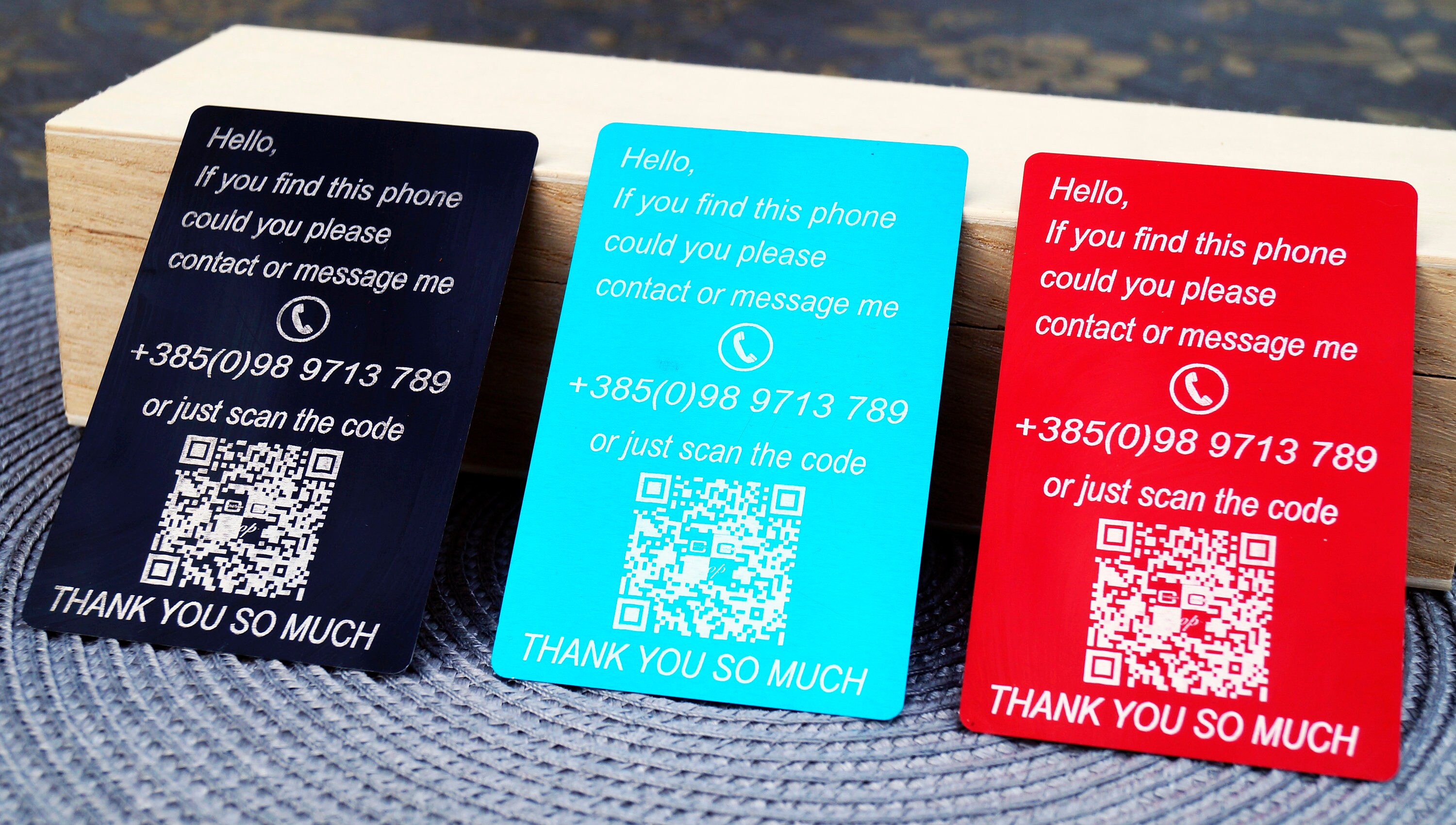 Wallet Card If Found Card Qr Code If Lost Alert Text Card Personalised ...