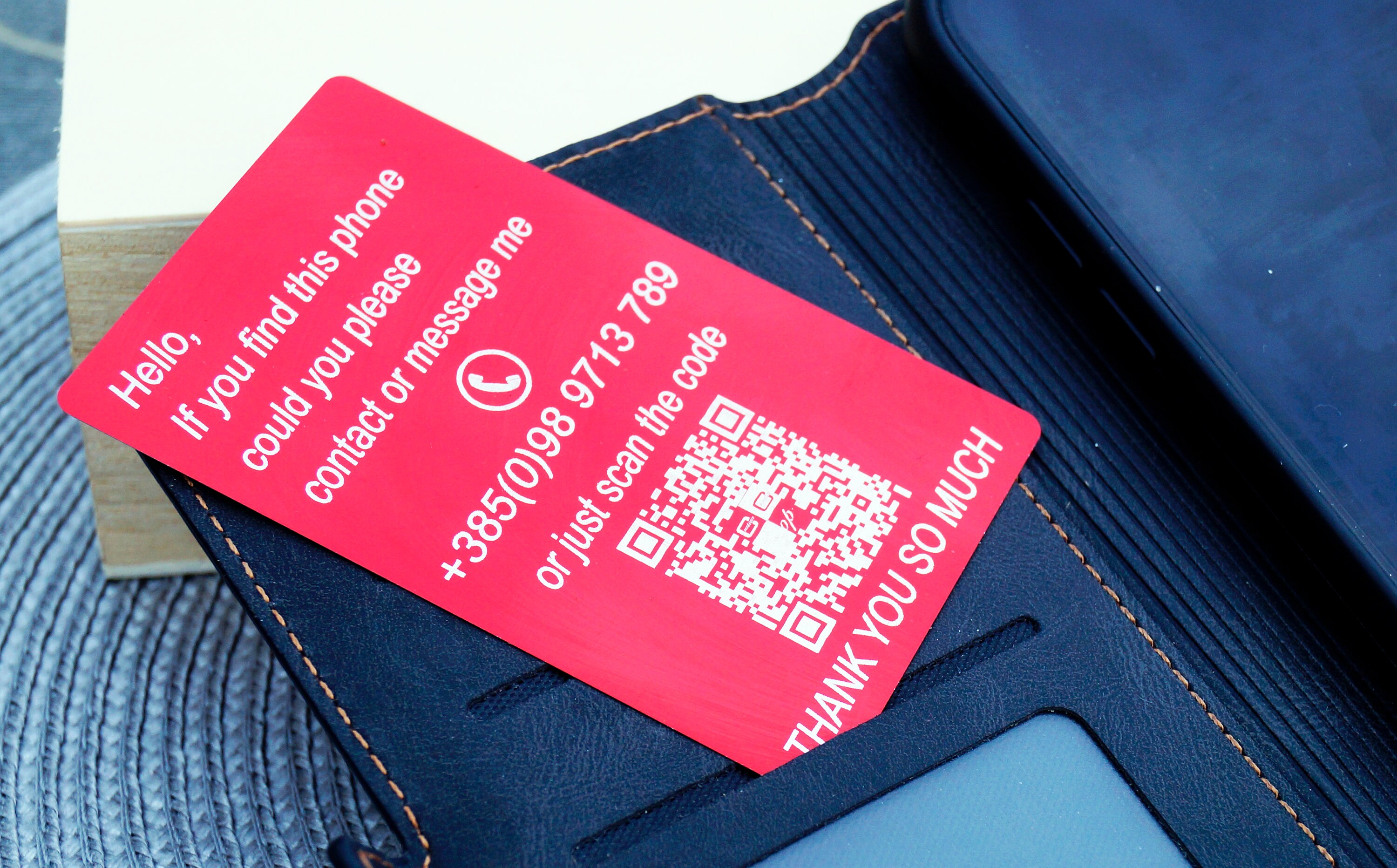 Wallet Card If Found Card Qr Code If Lost Alert Text Card Personalised ...