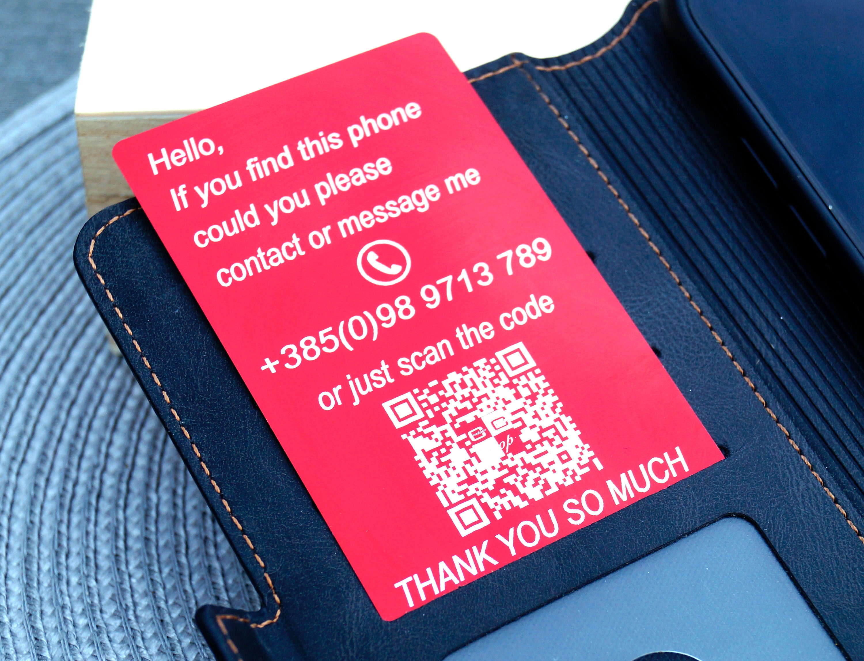 Wallet Card If Found Card Qr Code If Lost Alert Text Card Personalised ...