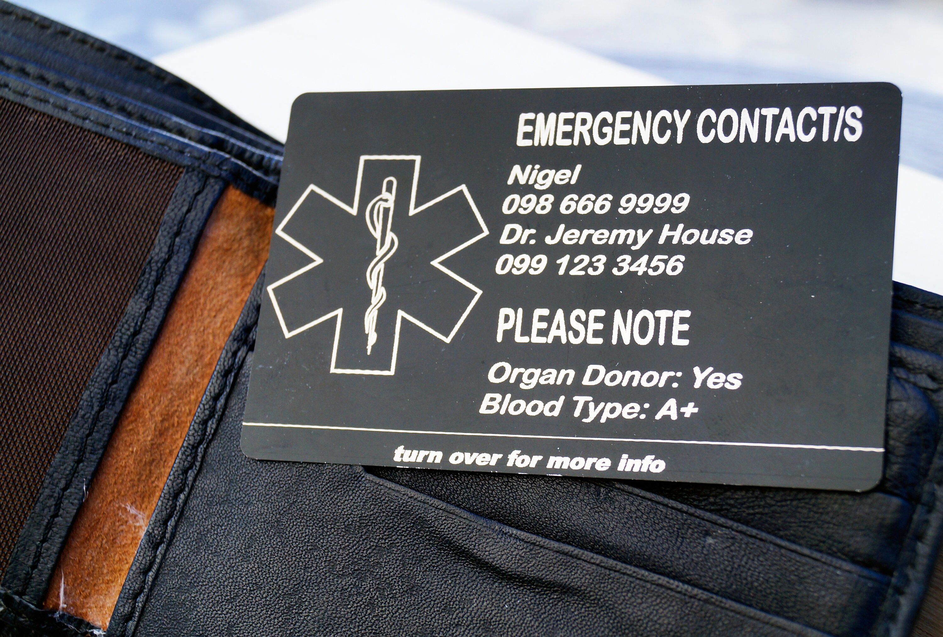 Wallet ICE Card Medical ID Card Medical Alert Card Personalized Custom ...