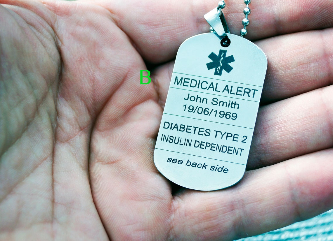 Personalised Pendant and Medical Alert Dog Tag Medical Alert Necklace ...