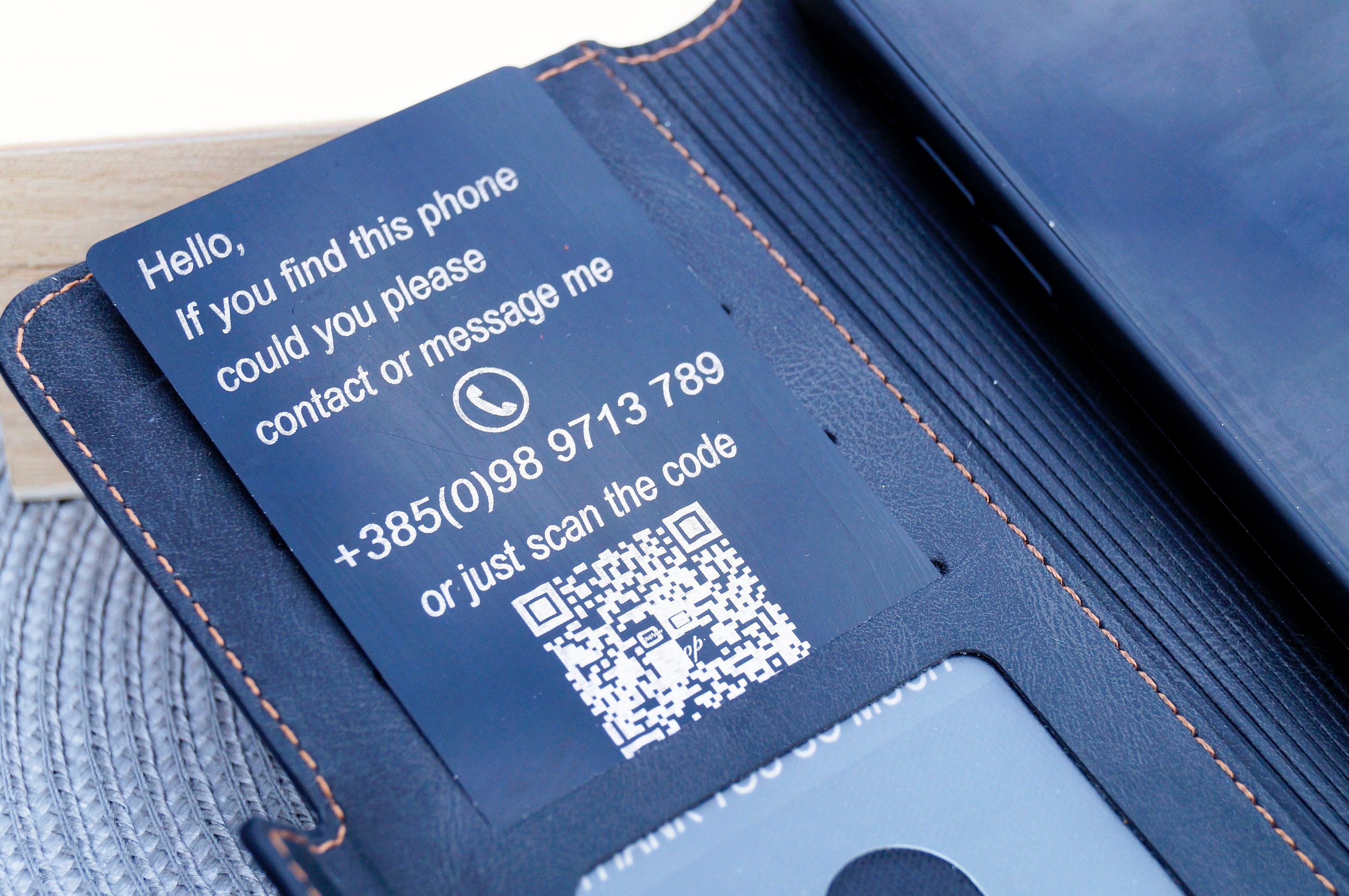 Wallet Card If Found Card Qr Code If Lost Alert Text Card Personalised ...
