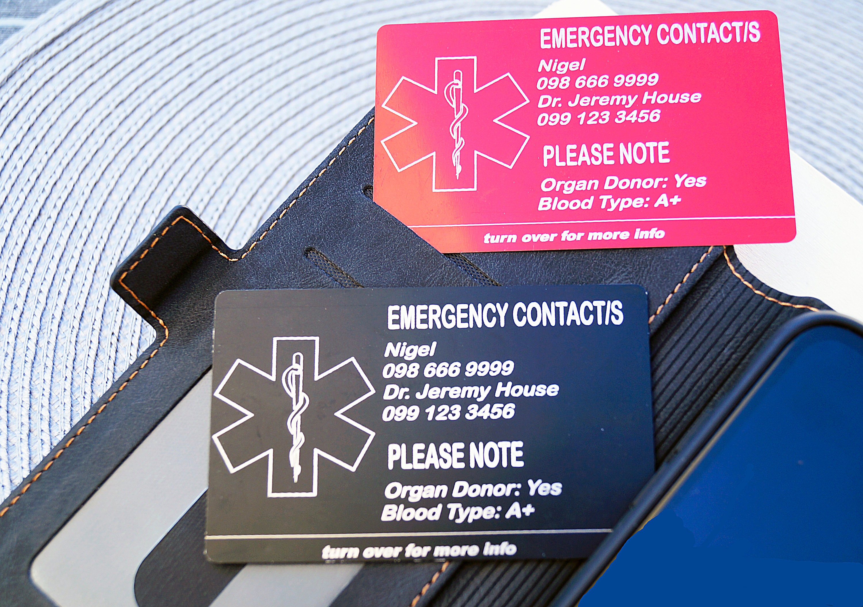 Wallet ICE Card Medical ID Card Medical Alert Card Personalized Custom ...