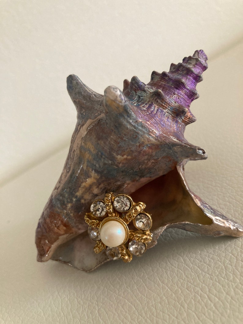 Vintage Jewelry on Hand Painted Shell/ Glass Crystal Cubic Zirconia ...