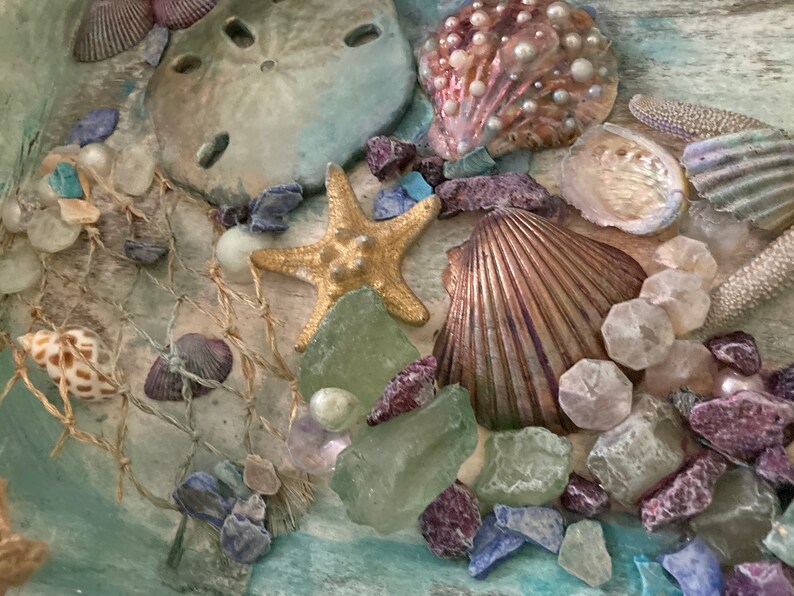 Nautical Beach Decor Wooden Shadow Box for Shelf/ With Sand - Etsy