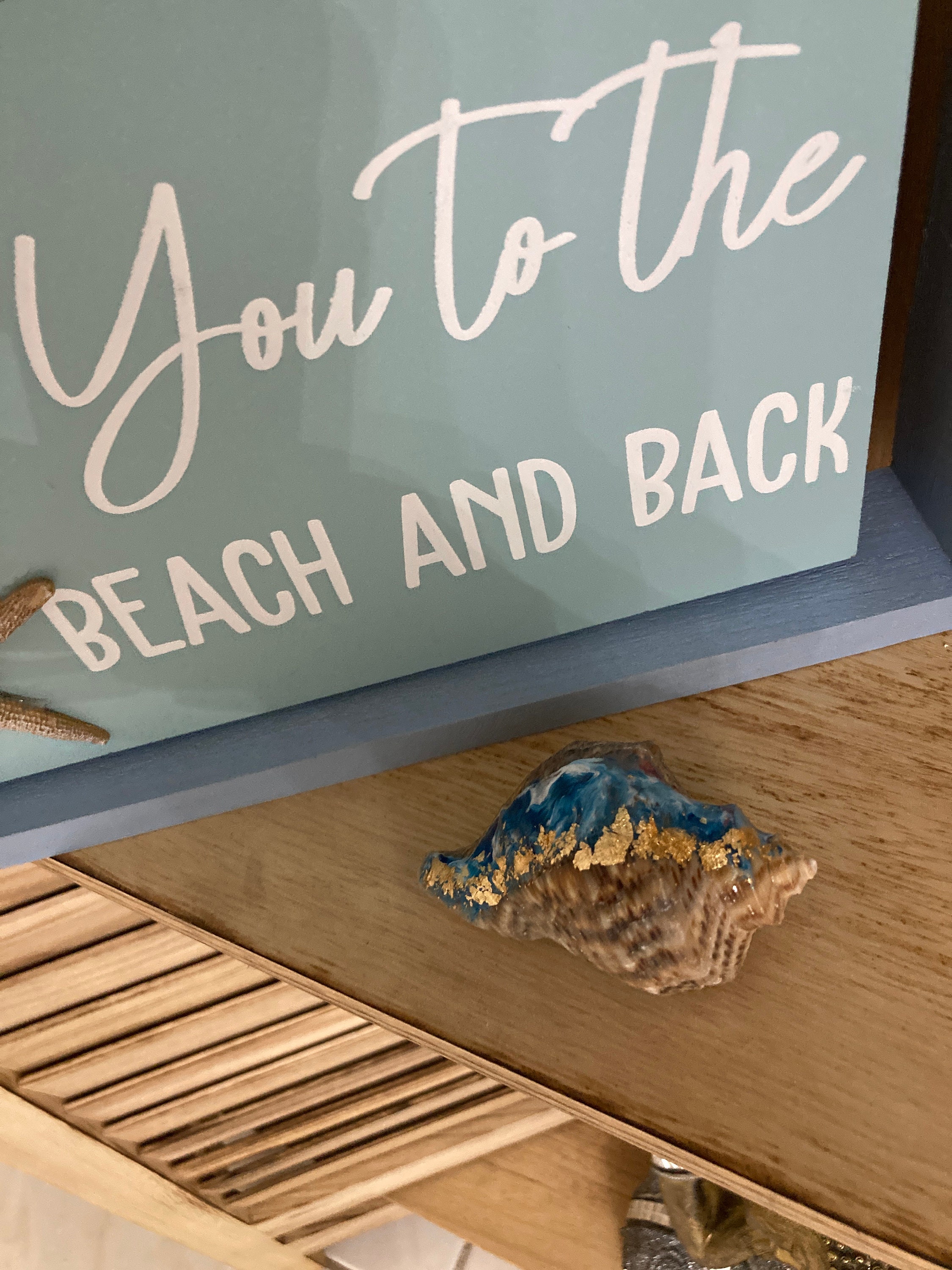 Hand Painted Flowing Ocean Shell/summer Beach Decor/nautical Home Decor ...