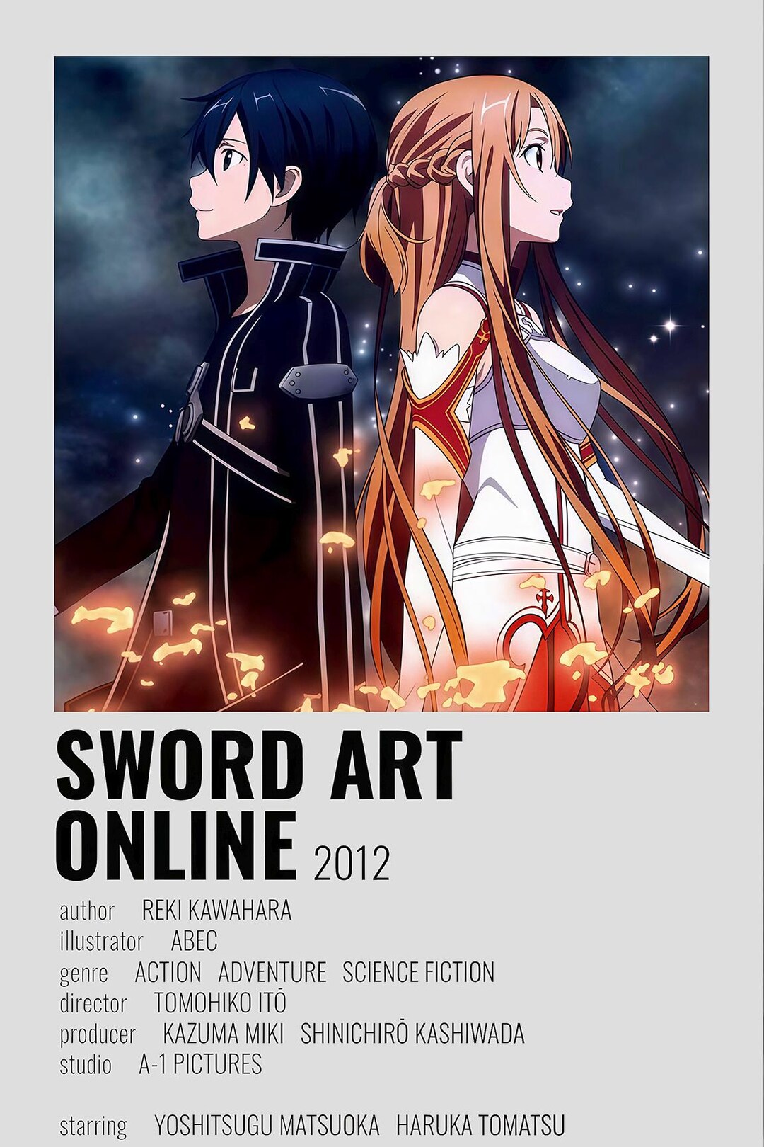 Sword Art Online Wall Art Kirito Asuna Poster Anime Gaming Decor Otaku ...