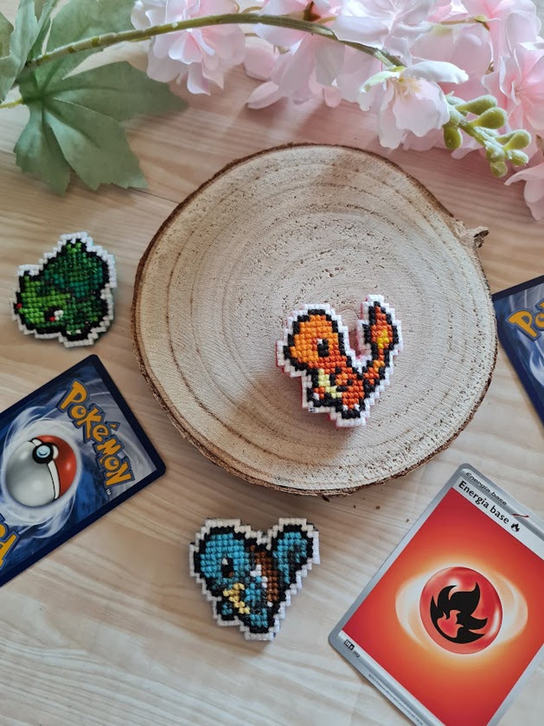 Charmander Hand Embroidered Pixel Art Brooch Pokemon Gift Embroidered ...