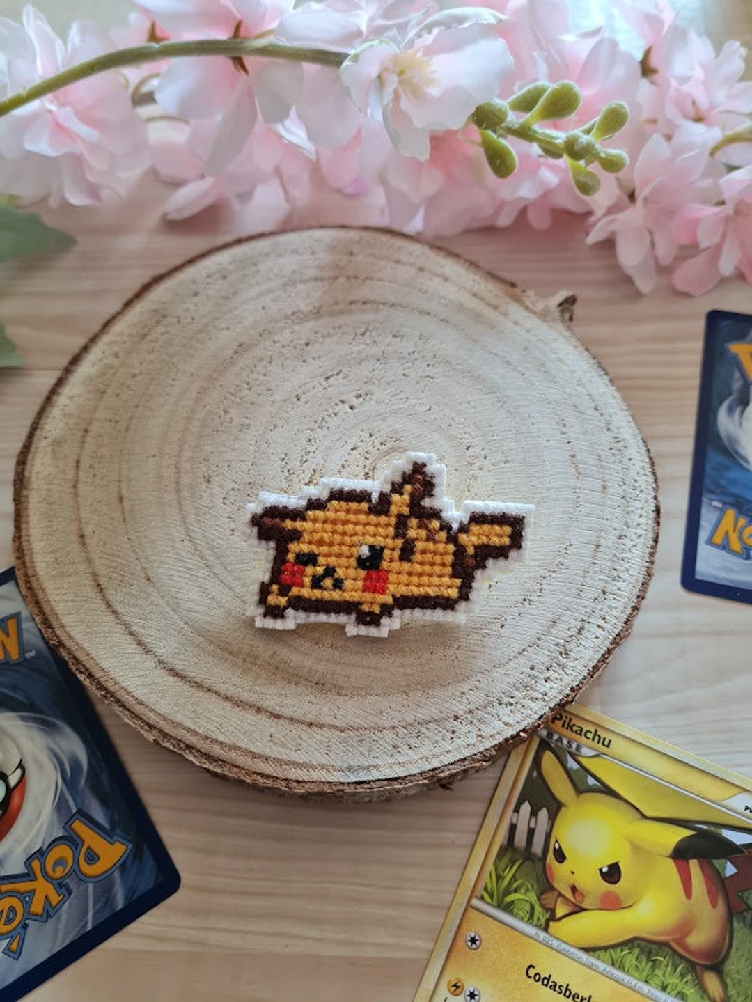 Pixel Art Hand Embroidered Pikachu Brooch Pokemon Gift - Etsy