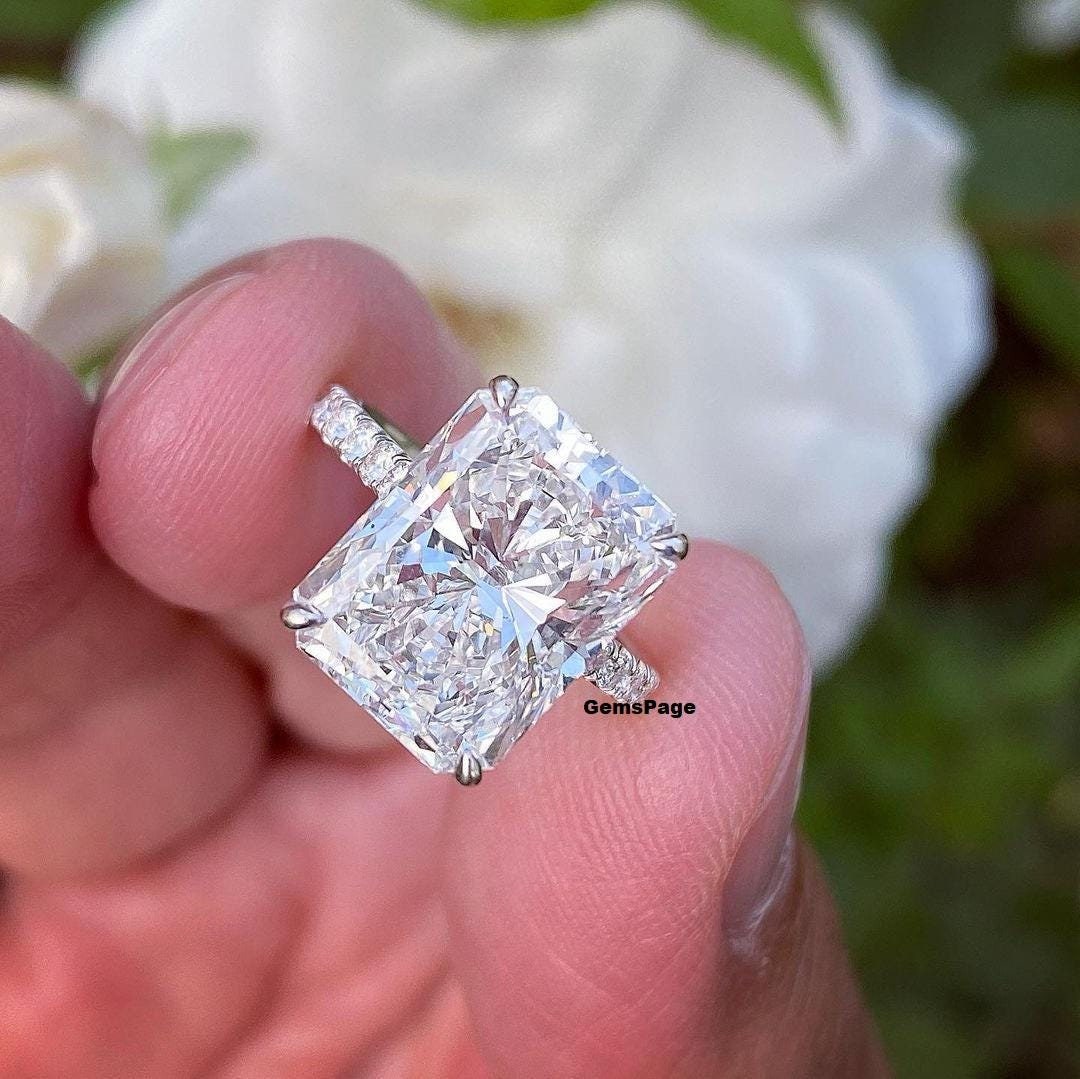 Expensive Radiant Moissanite Diamond Ring 925 Sterling Silver Ring ...