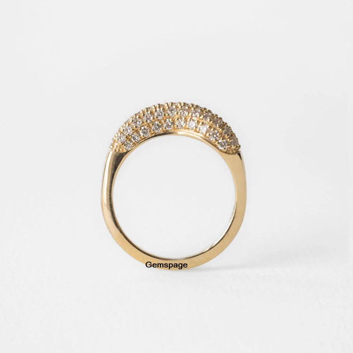 Pave Diamond Pinky Ring, 14k Gold Slim Signet Ring, Solid Gold Unique ...