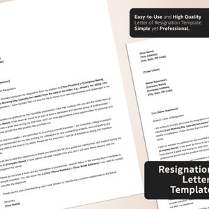Resignation Letter Template, Modern and Simple, Google Docs, Word, PDF ...
