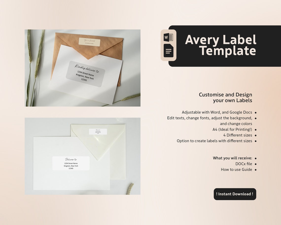Avery Template, Label Template, Avery Envelope Address and Return Label ...