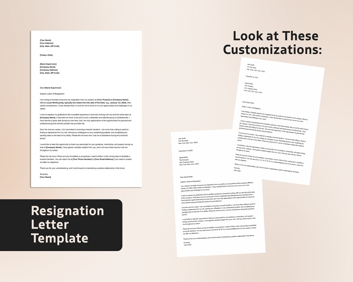 Resignation Letter Template, Modern and Simple, Google Docs, Word, PDF ...