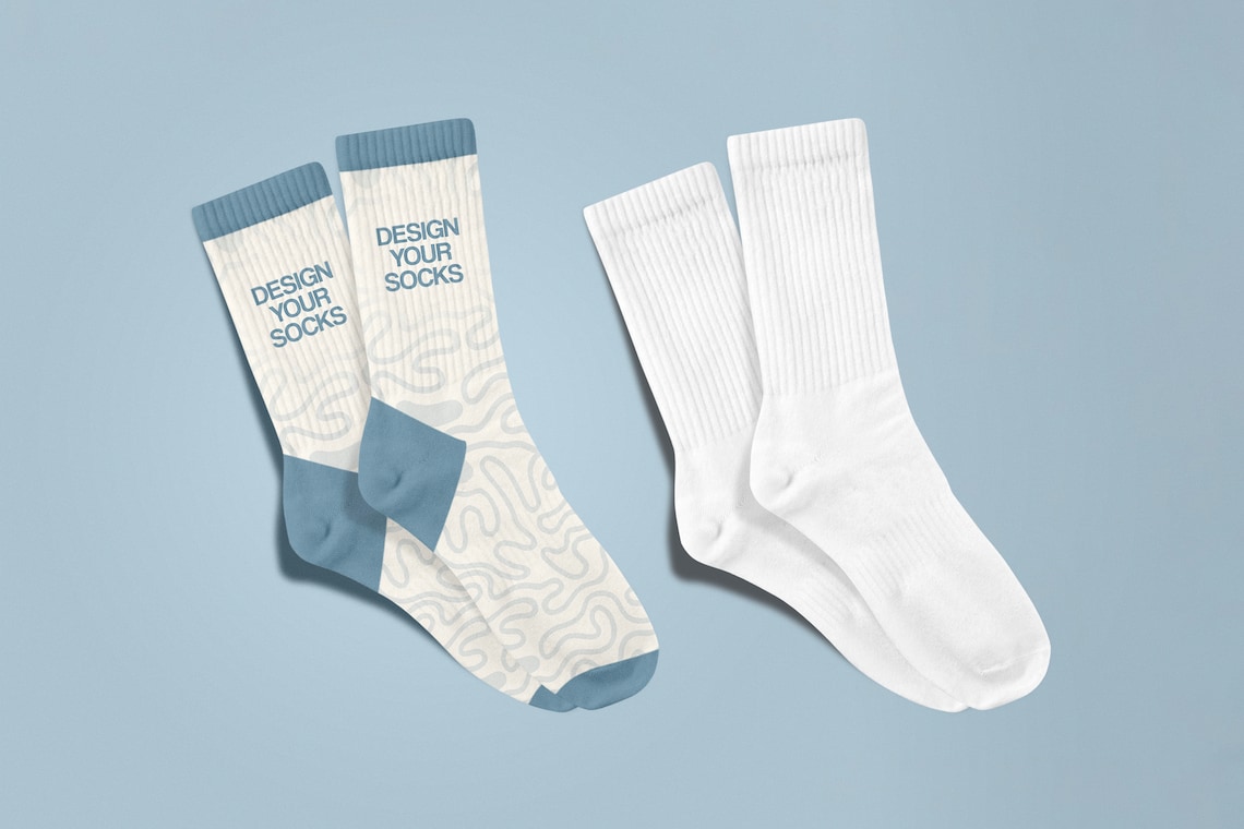 Sock Template PSD, Socks Mockup, Blank Sock Template, Crew Sock ...