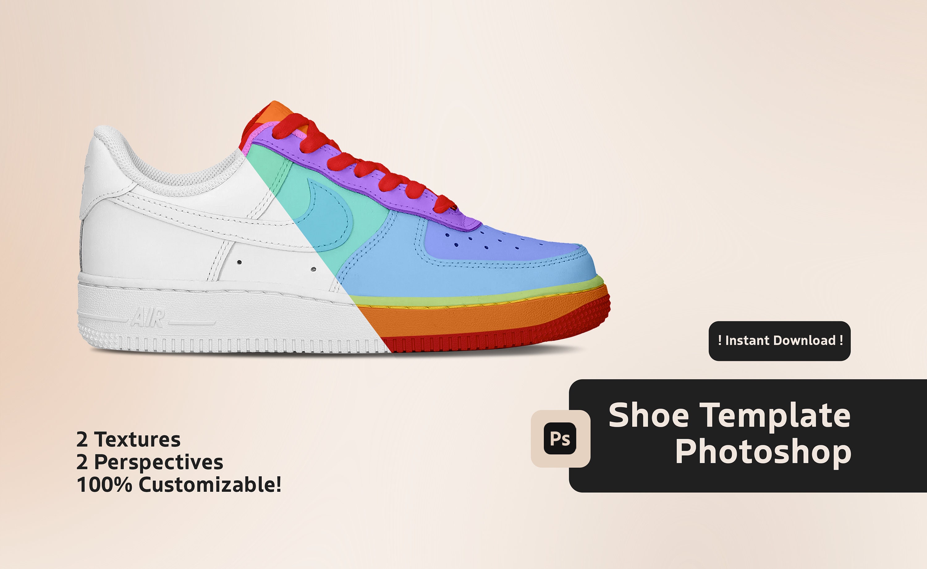 Shoe Template, Shoe Mockup for Adobe Photoshop, Sneaker Template ...