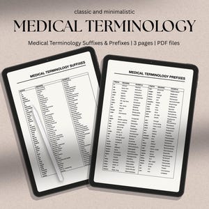 Medical Terminology List, Printable Medical Prefixes and Suffixes in ...
