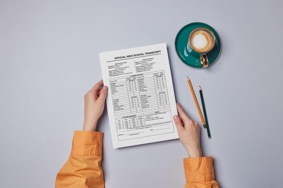 Printable High School Transcript Template, Homeschool Transcript ...