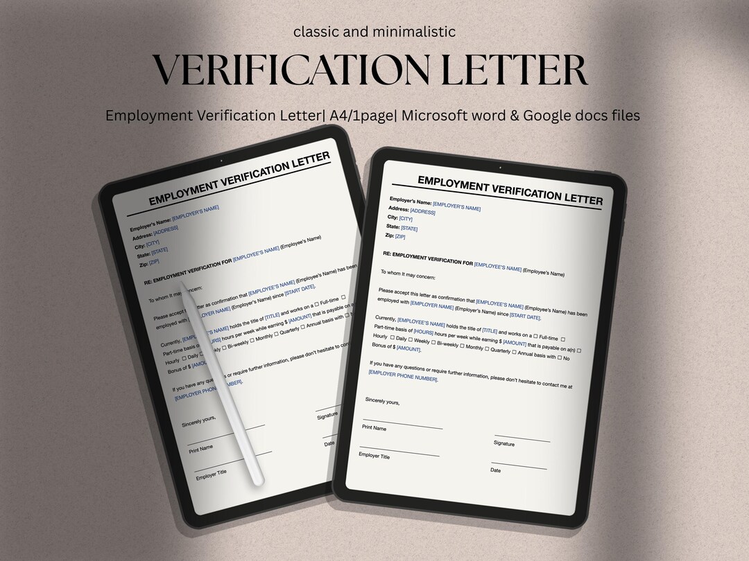 Simple Employment Verification Letter Template Word, Employment Form ...