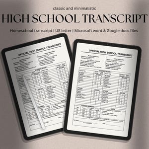 Printable High School Transcript Template, Homeschool Transcript Template Docs, MS Word, School ...