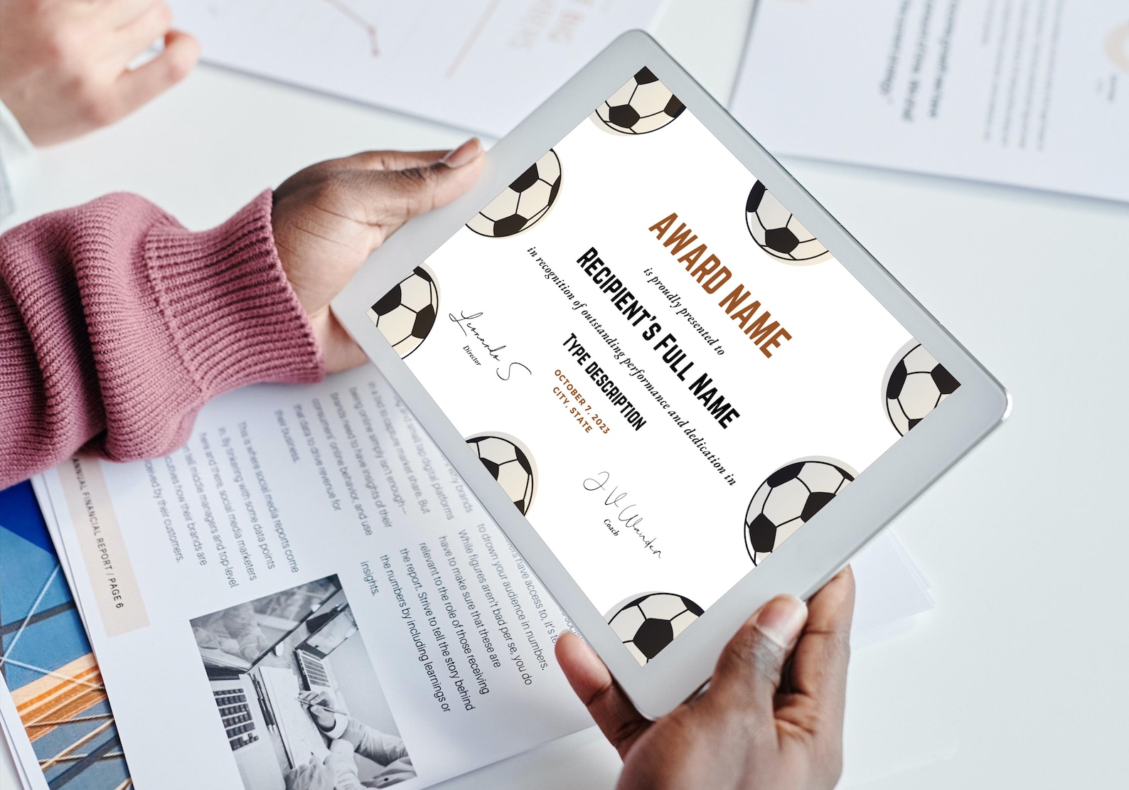 Editable Soccer Award Certificate Template, Printable Sport Award ...