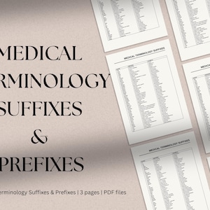 Medical Terminology List, Printable Medical Prefixes and Suffixes in ...