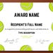 Customizable Tennis Award Certificate Template, Printable Sport Award ...