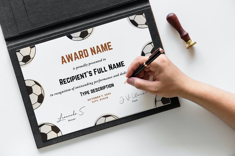 Editable Soccer Award Certificate Template, Printable Sport Award ...