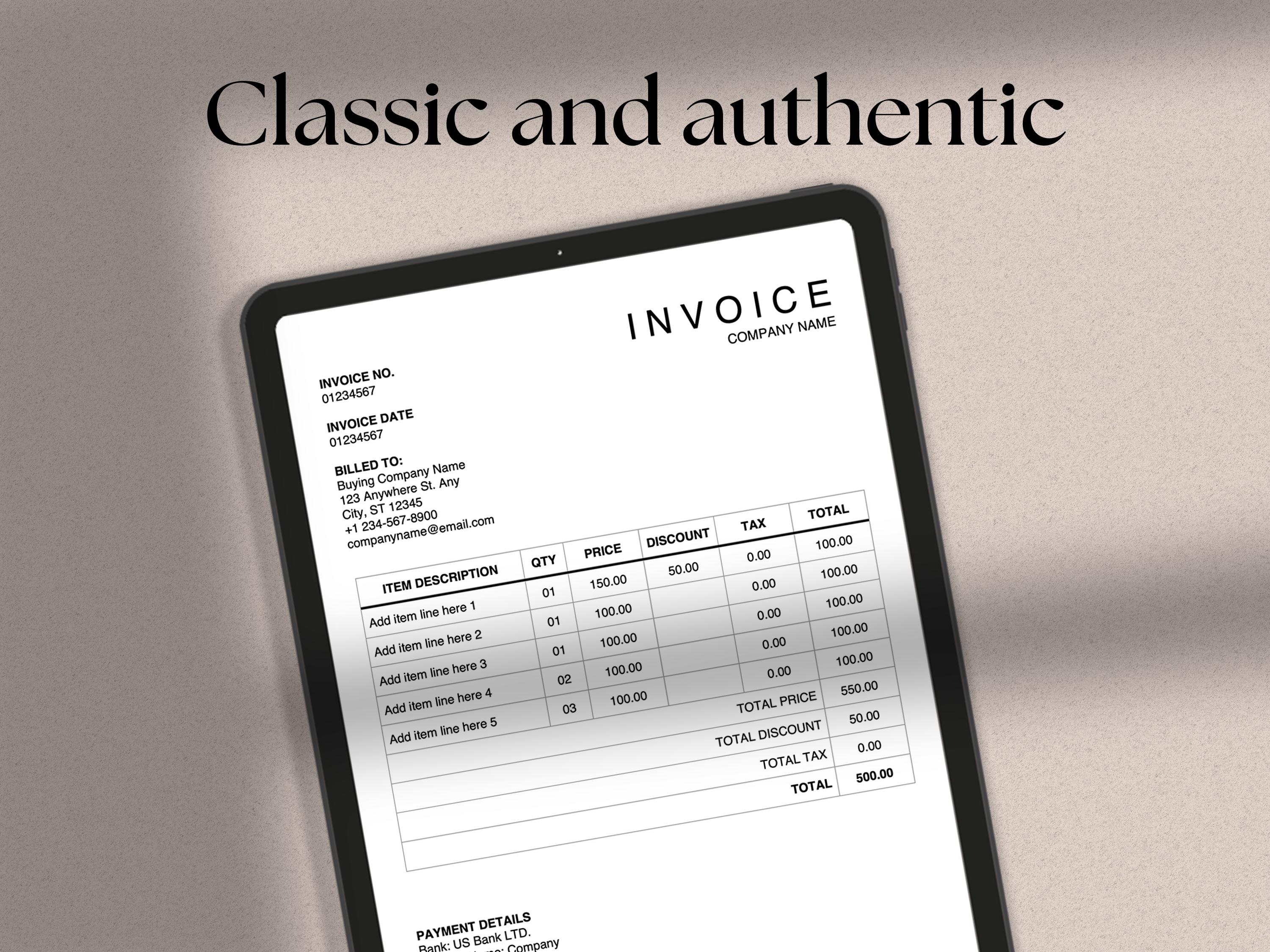 Simple Invoice Template, Professional Invoice , Microsoft Word and ...