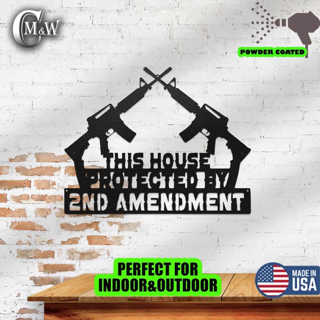 2nd Amendment Sign Metal Protected by 2A Funny Gun Sign 2nd - Etsy