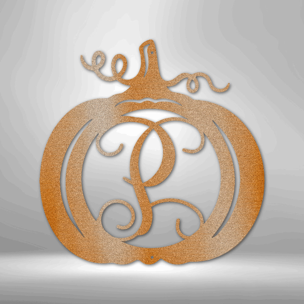 Custom Metal Pumpkin Sign, Initial Metal Sign, Pumpkin Door Hanger ...