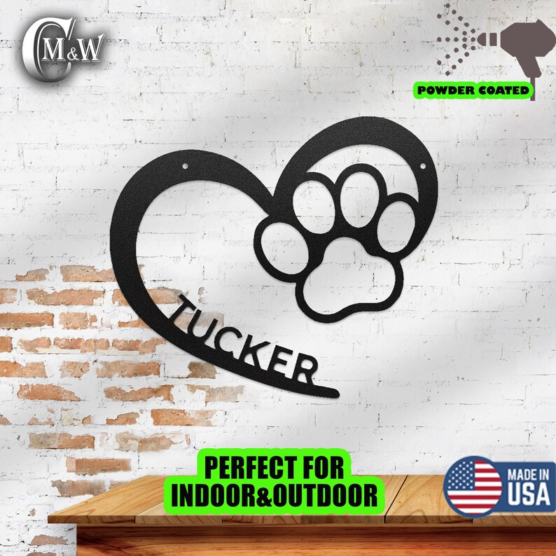 Custom Metal Dog Paw Print Sign Personalized Dog Name Sign - Etsy