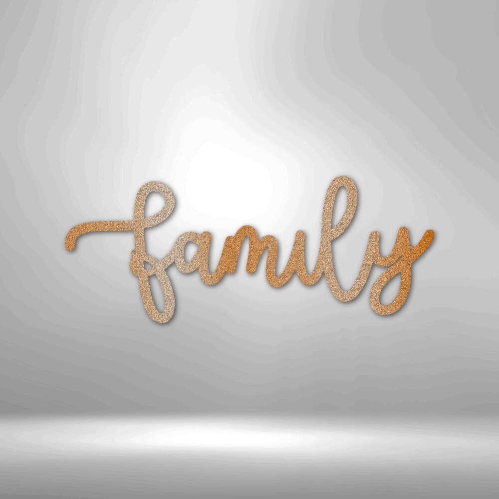 Family Script Metal Sign, Family Word Sign, Family Love Metal Wall Art ...