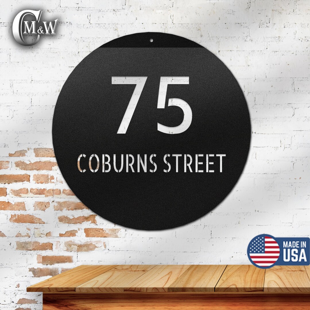Custom Round Metal Address Sign, Personalized House Number Sign, Metal ...