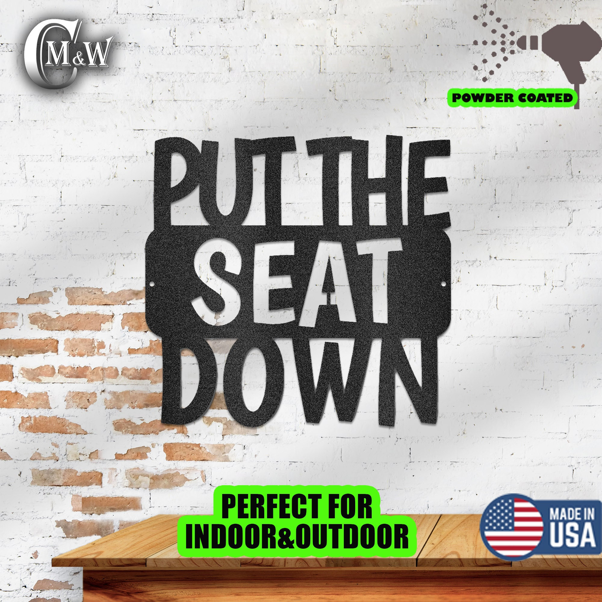 Put the Seat Down Sign Metal Restroom Sign Bathroom Door - Etsy