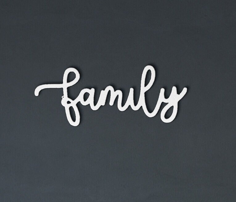Family Script Metal Sign, Family Word Sign, Family Love Metal Wall Art ...