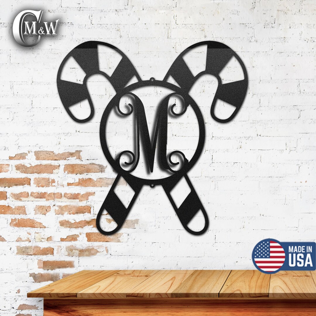 Custom Metal Initial Candy Cane Sign Personalized Metal Candy - Etsy