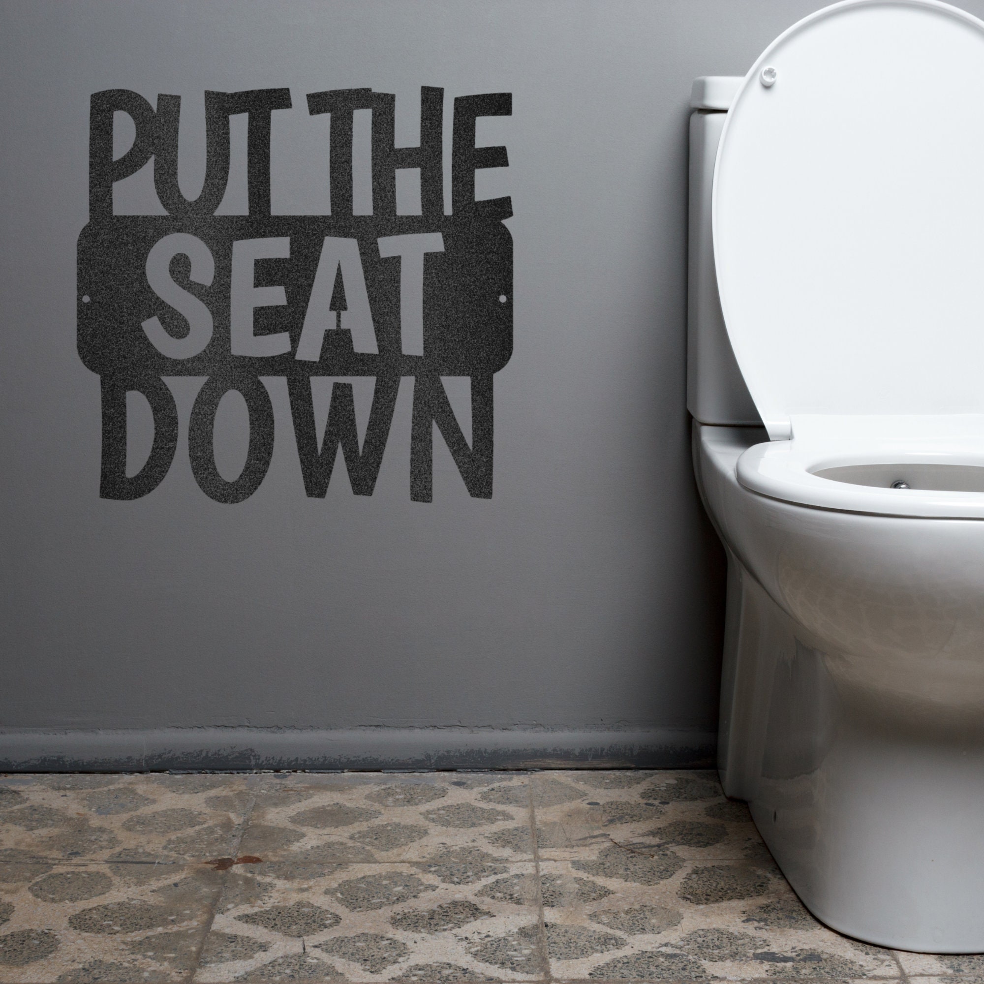 Put the Seat Down Sign Metal Restroom Sign Bathroom Door - Etsy