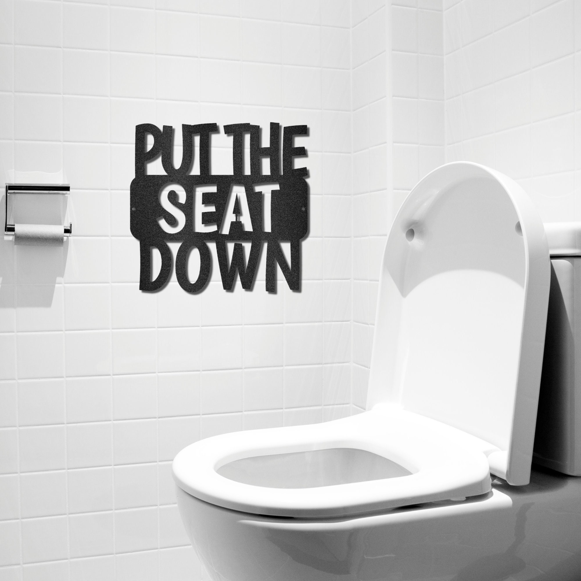 Put the Seat Down Sign Metal Restroom Sign Bathroom Door - Etsy