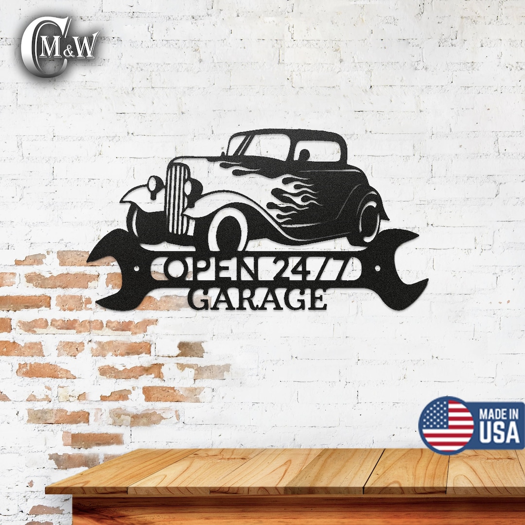 Personalized Metal Hot Rod Garage Sign Custom Metal Workshop - Etsy