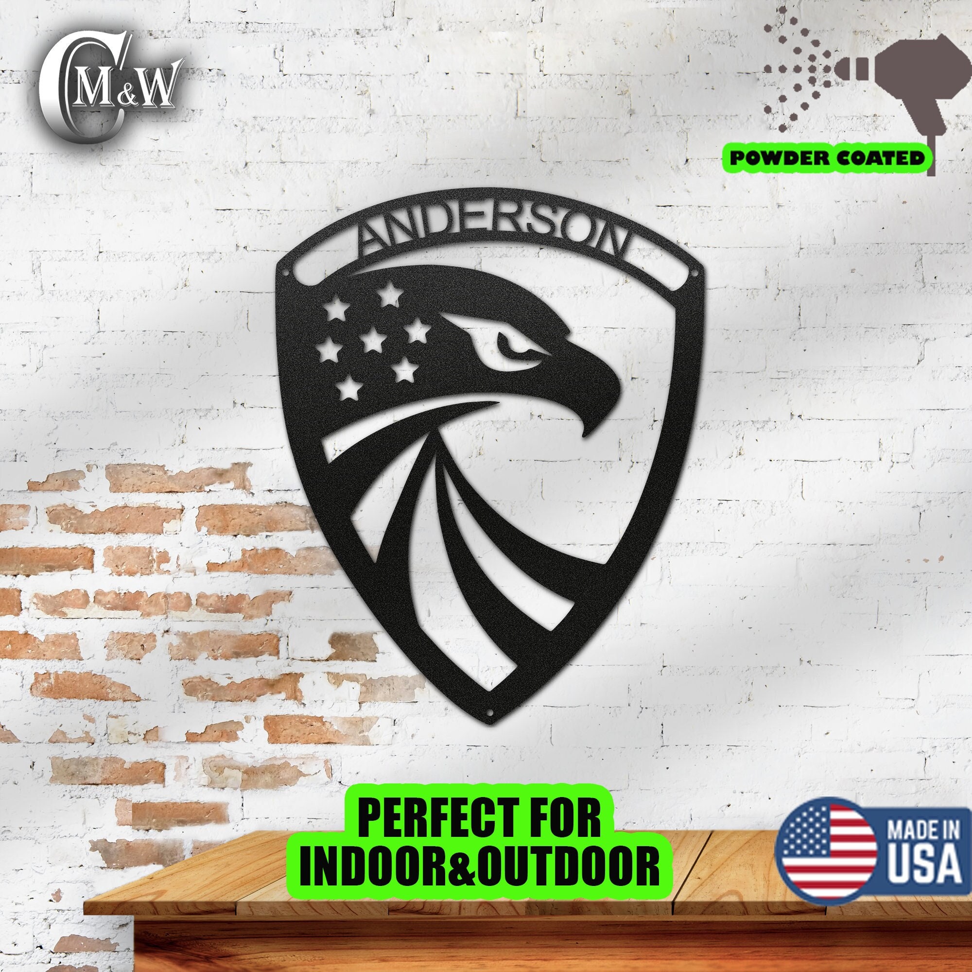 Custom American Eagle Sign, Metal Bald Eagle Wall Art, Last Name Metal ...