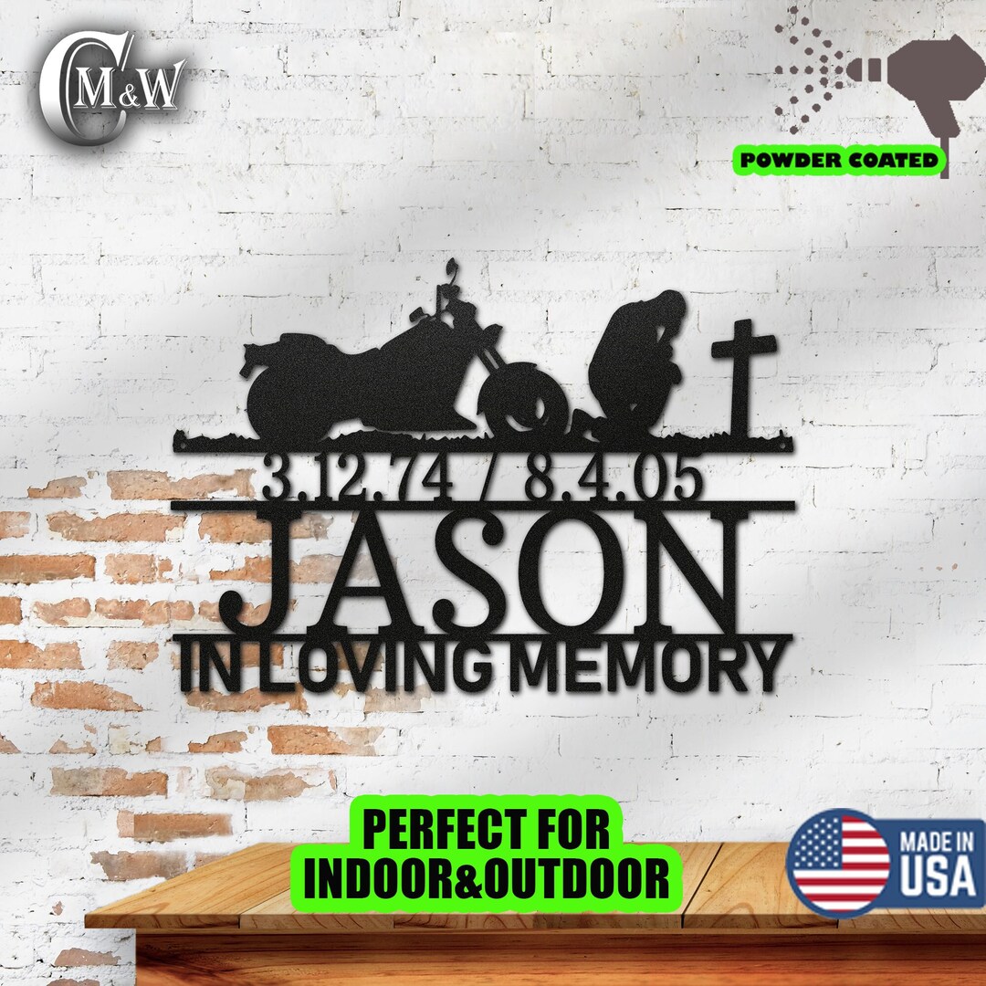 Custom Motorcycle Memorial Sign, Metal in Loving Memory Sign, Make Your ...